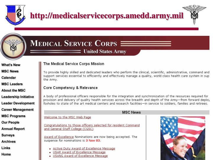 PPT - Medical Service Corps United States Army PowerPoint Presentation ...