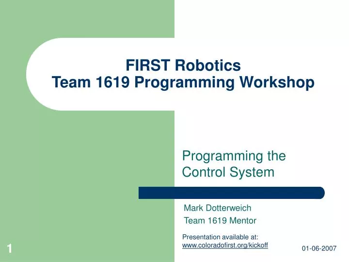 PPT - FIRST Robotics Team 1619 Programming Workshop PowerPoint ...