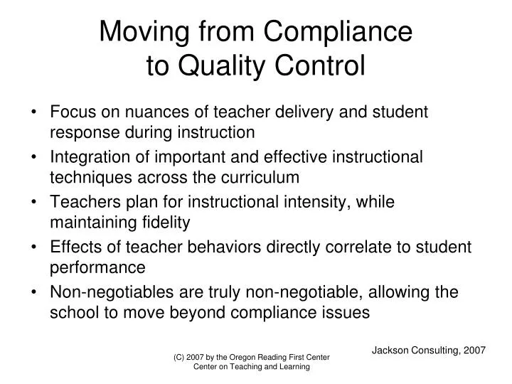 PPT - Moving from Compliance to Quality Control PowerPoint Presentation ...