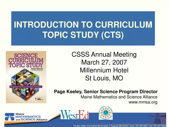 PPT - INTRODUCTION TO CURRICULUM TOPIC STUDY (CTS) PowerPoint ...