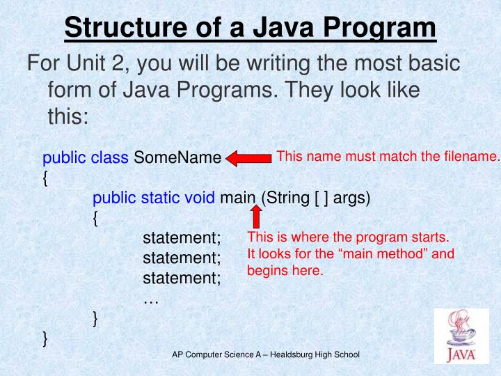 PPT - Unit 2 - Structure of a Java Program - Documentation - Types of ...