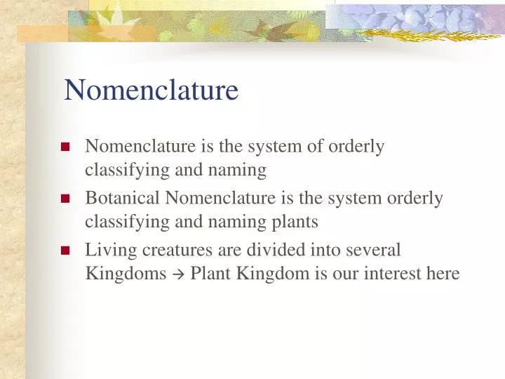 PPT - Nomenclature PowerPoint Presentation, free download - ID:244878