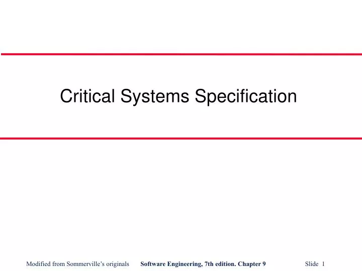 PPT - Critical Systems Specification PowerPoint Presentation, free ...