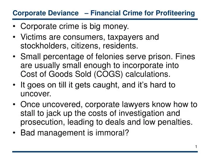 PPT - Corporate Deviance – Financial Crime for Profiteering PowerPoint ...