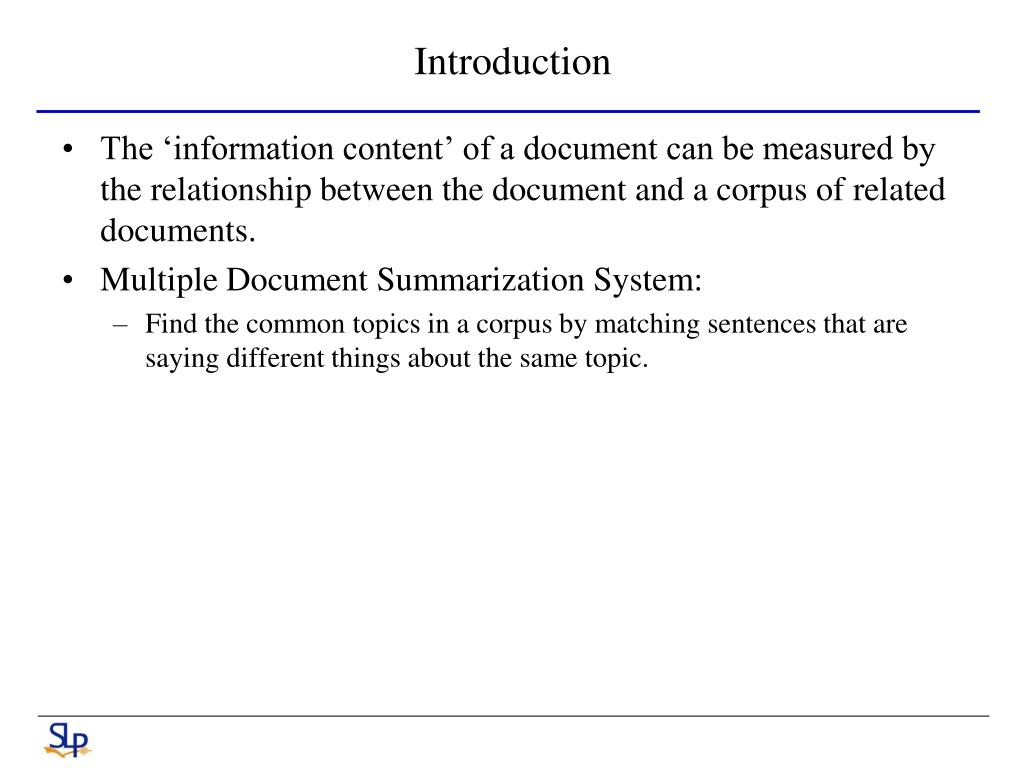 Ppt Multiple Document Summarization Using Principle Component Analysis Incorporating Semantic