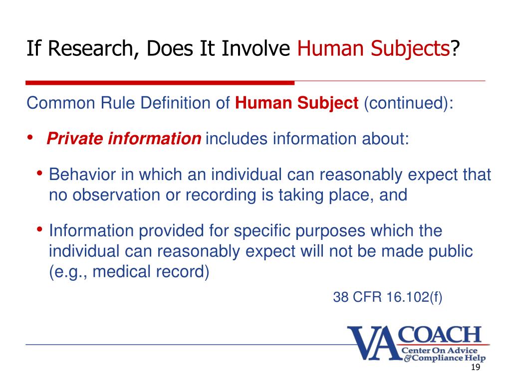 PPT - Determinations of Research, Human Subjects Research, Exemptions ...