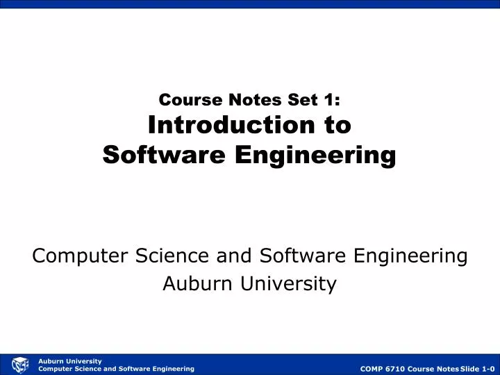 PPT - Course Notes Set 1: Introduction to Software Engineering ...