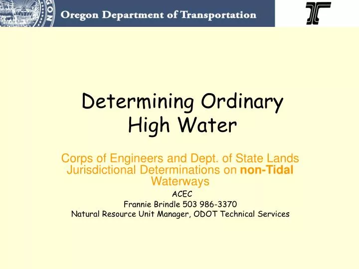 PPT - Determining Ordinary High Water PowerPoint Presentation, free ...