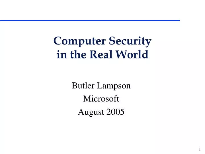 PPT - Computer Security in the Real World PowerPoint Presentation, free ...