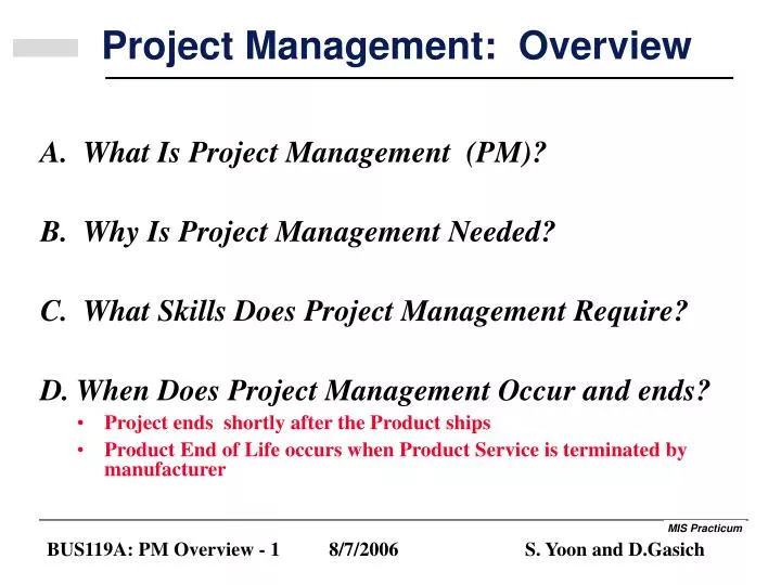 PPT - Project Management: Overview PowerPoint Presentation, free ...