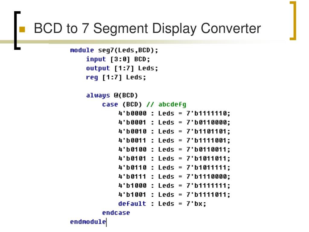 Verilog Code For Bcd To Seven Segment Decoder Using Case Statement Images Verilog Code For Bcd To Seven Segment Decoder Using Case Statement Images