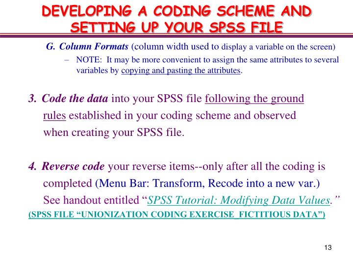 PPT - DEVELOPING A CODING SCHEME AND SETTING UP YOUR SPSS DATA FILE PowerPoint Presentation - ID ...