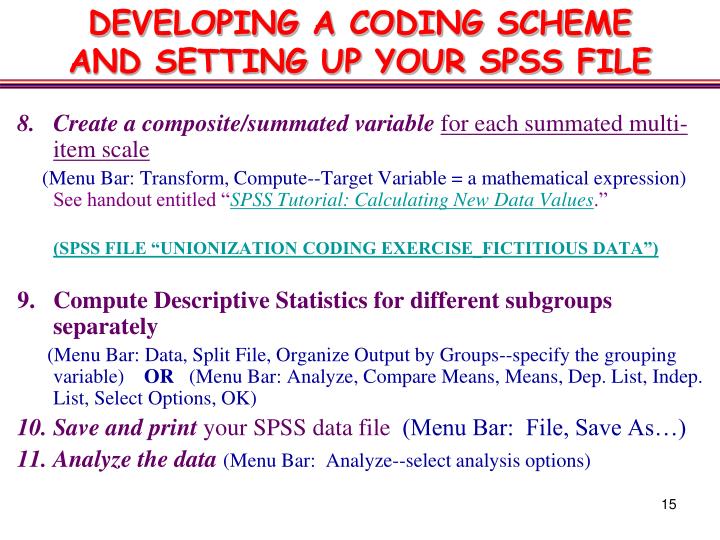 PPT - DEVELOPING A CODING SCHEME AND SETTING UP YOUR SPSS DATA FILE ...