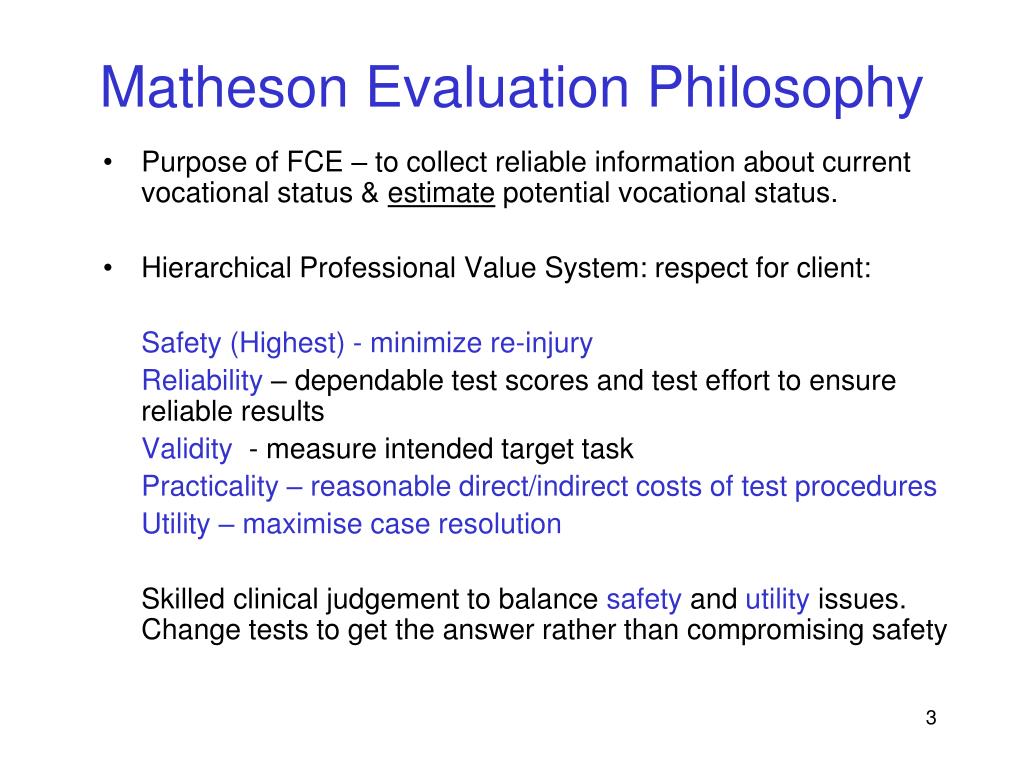 Ppt Functional Capacity Evaluation Using The Matheson System Alison