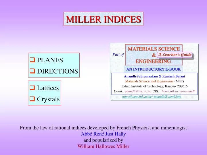 PPT - MILLER INDICES PowerPoint Presentation, free download - ID:255684