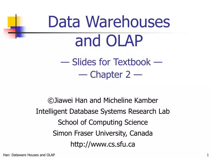 PPT - Data Warehouses and OLAP — Slides for Textbook — — Chapter 2 — PowerPoint Presentation ...
