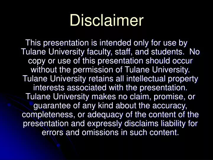 PPT - Disclaimer PowerPoint Presentation, free download - ID:256706