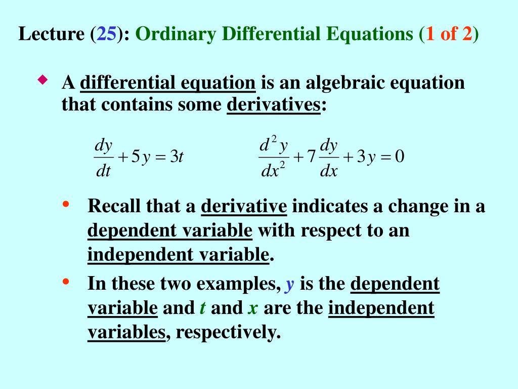Ordinary Differential Equations Examples PPT Introduction To