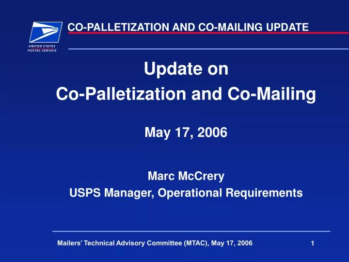 PPT - Update on Co-Palletization and Co-Mailing May 17, 2006 Marc ...