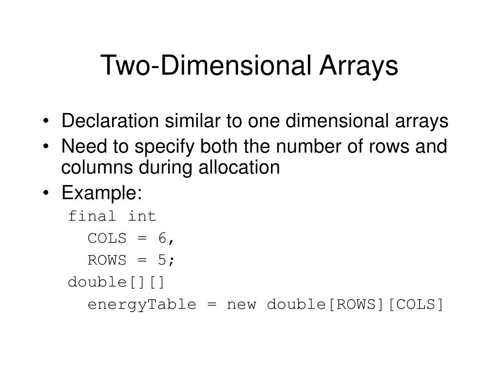 Ppt Chapter 9 Nested Loops And Two Dimensional Arrays Powerpoint Presentation Id259131