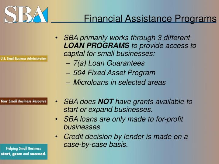 PPT - SMALL BUSINESS ADMINISTRATION FINANCIAL ASSISTANCE PROGRAMS ...