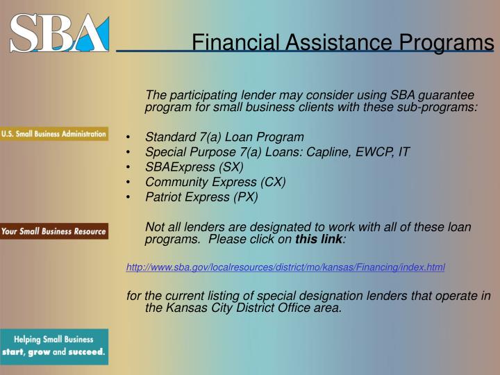 PPT - SMALL BUSINESS ADMINISTRATION FINANCIAL ASSISTANCE PROGRAMS ...