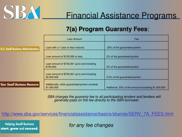 PPT - SMALL BUSINESS ADMINISTRATION FINANCIAL ASSISTANCE PROGRAMS ...