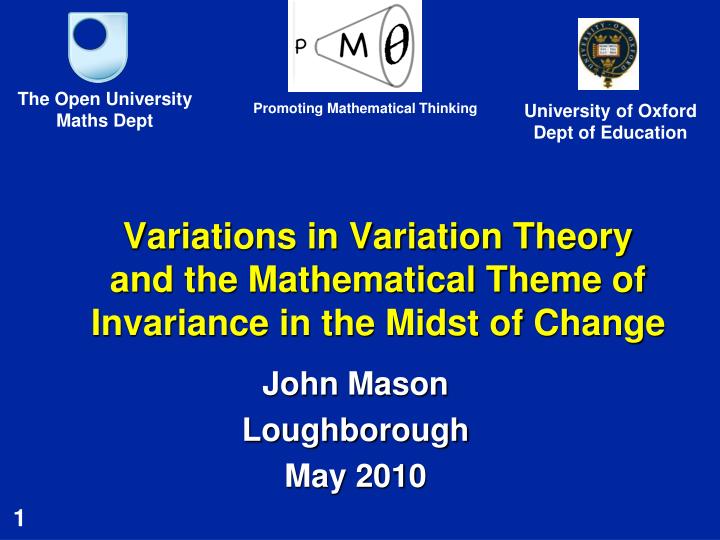 PPT - Variations in Variation Theory and the Mathematical Theme of ...
