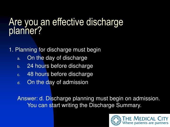 PPT - Best practices in discharge planning PowerPoint Presentation - ID ...
