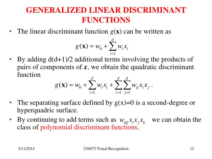 PPT - LINEAR DISCRIMINANT FUNCTIONS PowerPoint Presentation - ID:264710