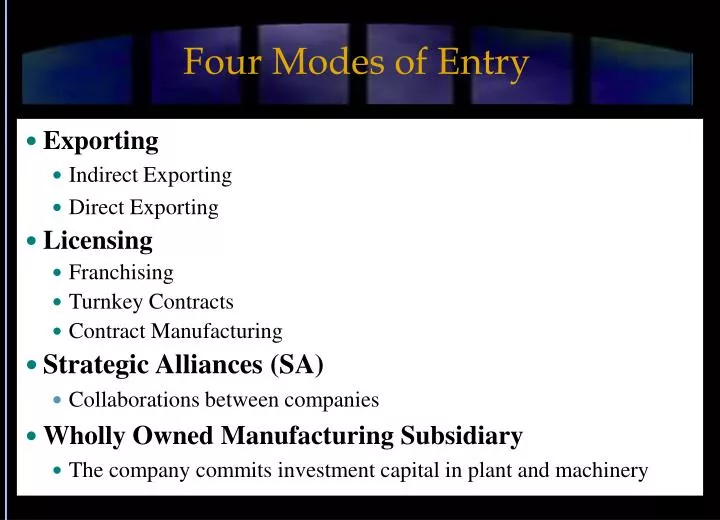 PPT - Four Modes of Entry PowerPoint Presentation, free download - ID ...