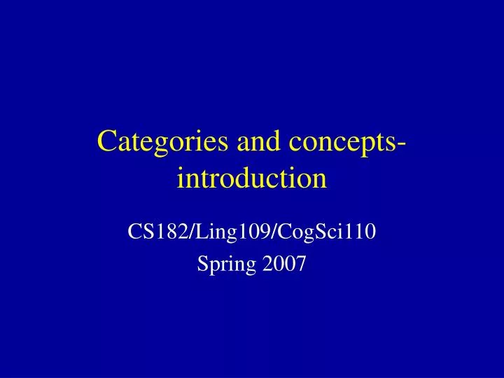 PPT - Categories and concepts- introduction PowerPoint Presentation ...