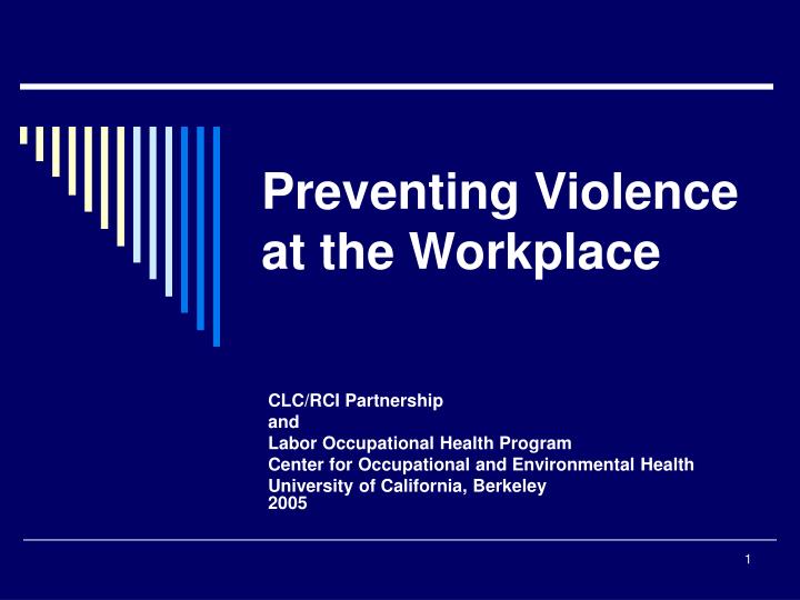 PPT - Preventing Violence at the Workplace PowerPoint Presentation ...
