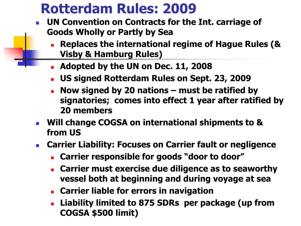 PPT - The Carriage of Goods and the Liability of Air and Sea Carriers ...
