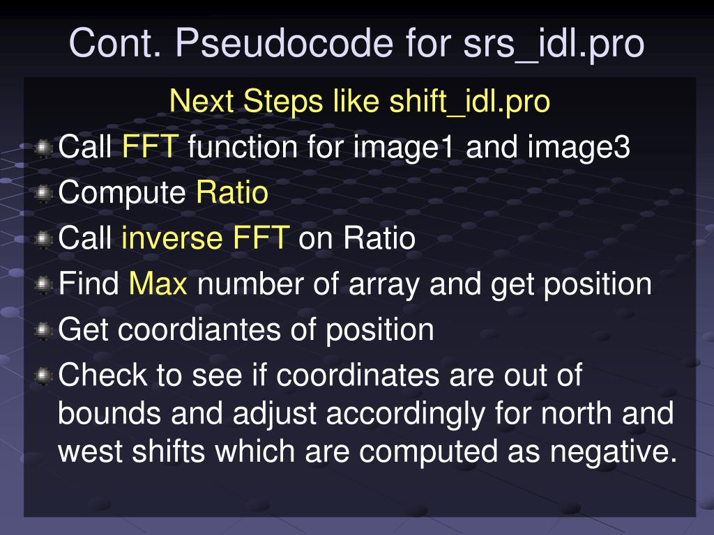 Ppt Understanding Fft Based Algorithm To Calculate Image Displacements With Idl Programming
