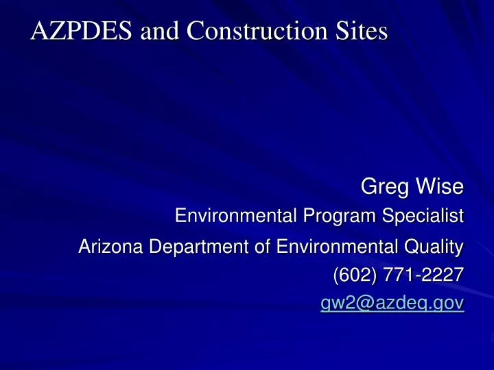PPT - AZPDES and Construction Sites PowerPoint Presentation, free ...