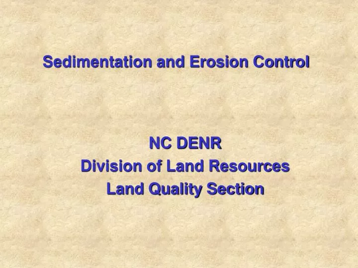 PPT - Sedimentation and Erosion Control PowerPoint Presentation, free ...