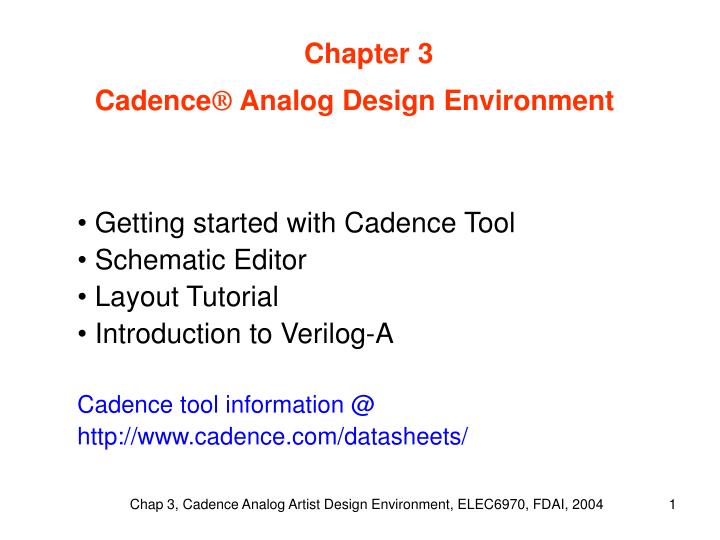 Ppt Getting Started With Cadence Tool Schematic Editor Layout Tutorial Introduction To Verilog