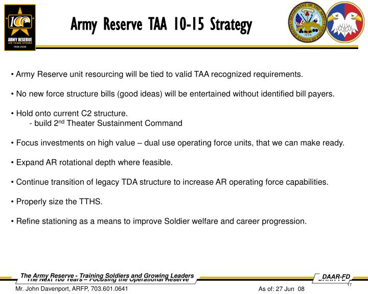 PPT - Army Reserve Force Programs: “Structuring the Force to Start the ...