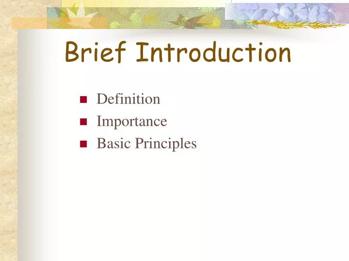 PPT - Brief Introduction PowerPoint Presentation, free download - ID:274785