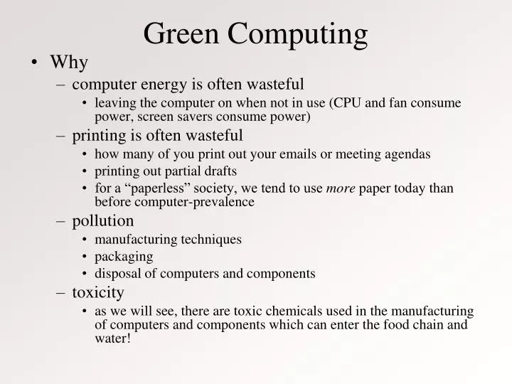 PPT - Green Computing PowerPoint Presentation, free download - ID:275510