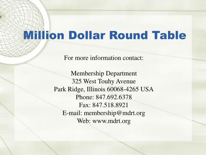 PPT - MILLION DOLLAR ROUND TABLE PowerPoint Presentation - ID:27579