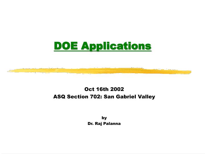 PPT - DOE Applications PowerPoint Presentation, free download - ID:277021