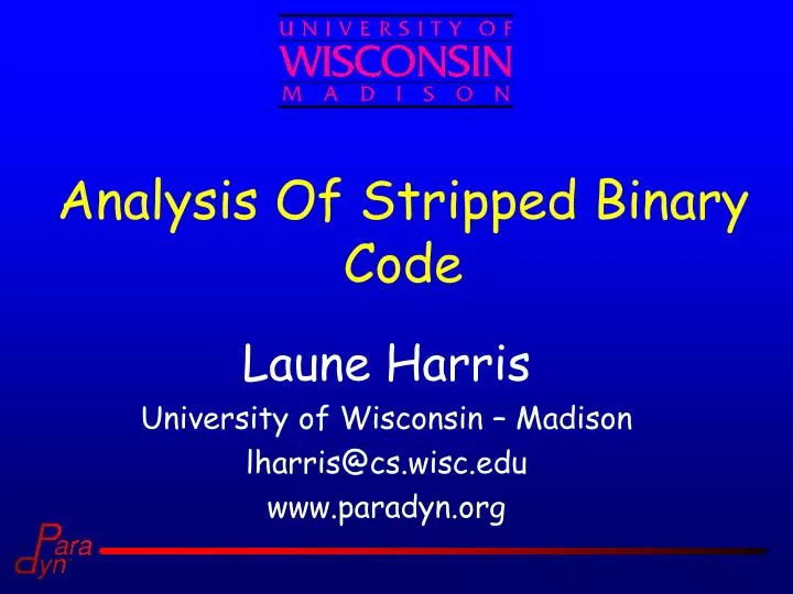 PPT - Analysis Of Stripped Binary Code PowerPoint Presentation, free download - ID:27705