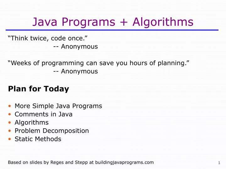 Ppt - Java Programs + Algorithms Powerpoint Presentation, Free Download 