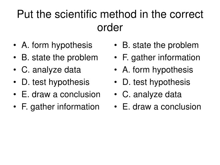 PPT - Put the scientific method in the correct order PowerPoint ...