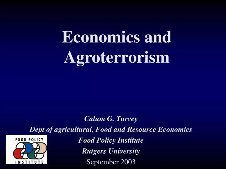 PPT - Economics and Agroterrorism PowerPoint Presentation, free ...