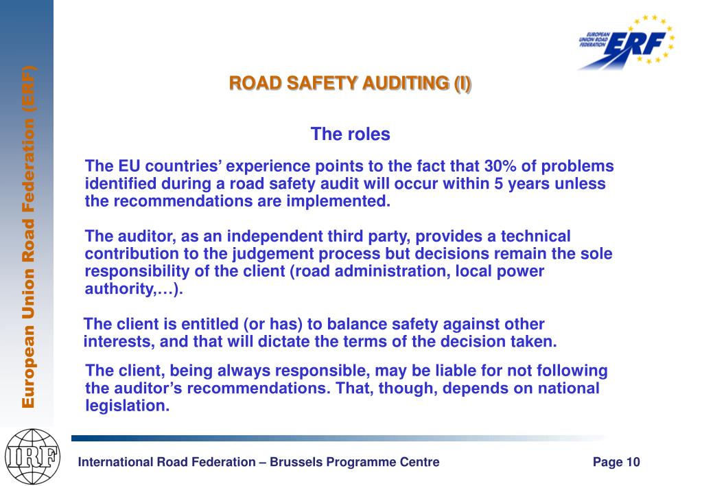 PPT - INFRASTRUCTURE SAFETY MANAGEMENT. THE ROLE OF ROAD SAFETY AUDITS ...