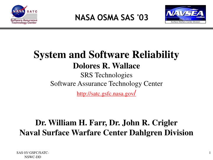 PPT - NASA OSMA SAS '03 PowerPoint Presentation, free download - ID:282358