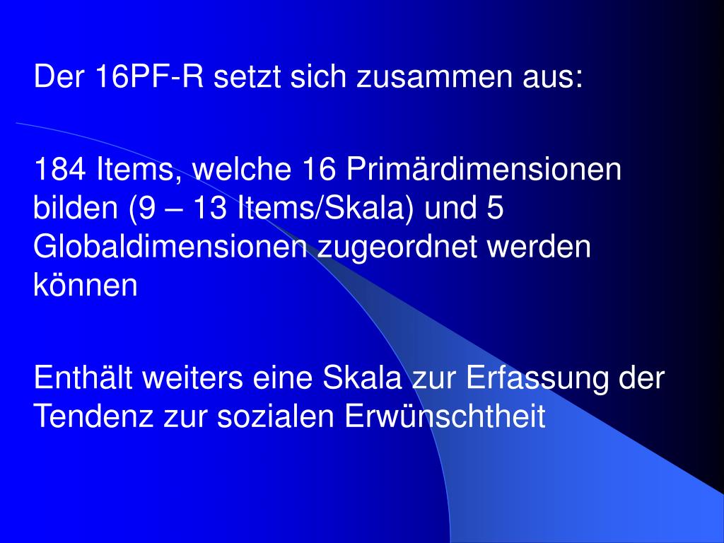 PPT - 16PF-R von Klaus A. Schneewind und Johanna Graf PowerPoint Presentation - ID:282374